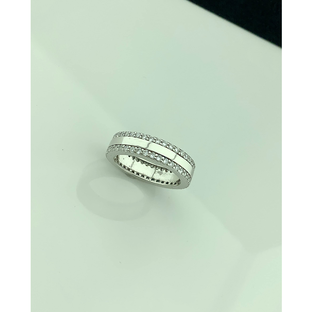 SILVERCLOSEOUT Sterling Silver Cz Striped Eternity Ring - Size 6