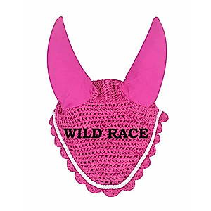 WILDRACE Horse flyveil/Ear Bonnet/Mask/Net/Crochet (Full, Dark Pink)