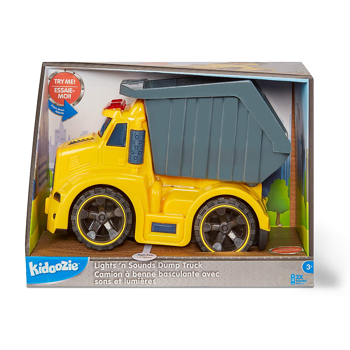 Kidoozie Lights N' Sounds Dump Truck, Friction Powered, Working Dump Bin for Ages 3+