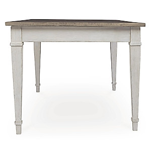 Signature Design by Ashley Skempton Farmhouse Rectangular Dining Room Table with Storage, White & Light Brown