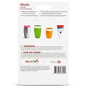 Munchkin® Miracle® 360 Sippy Cup Lids, 4 Count, Pink/Blue/Green/Purple