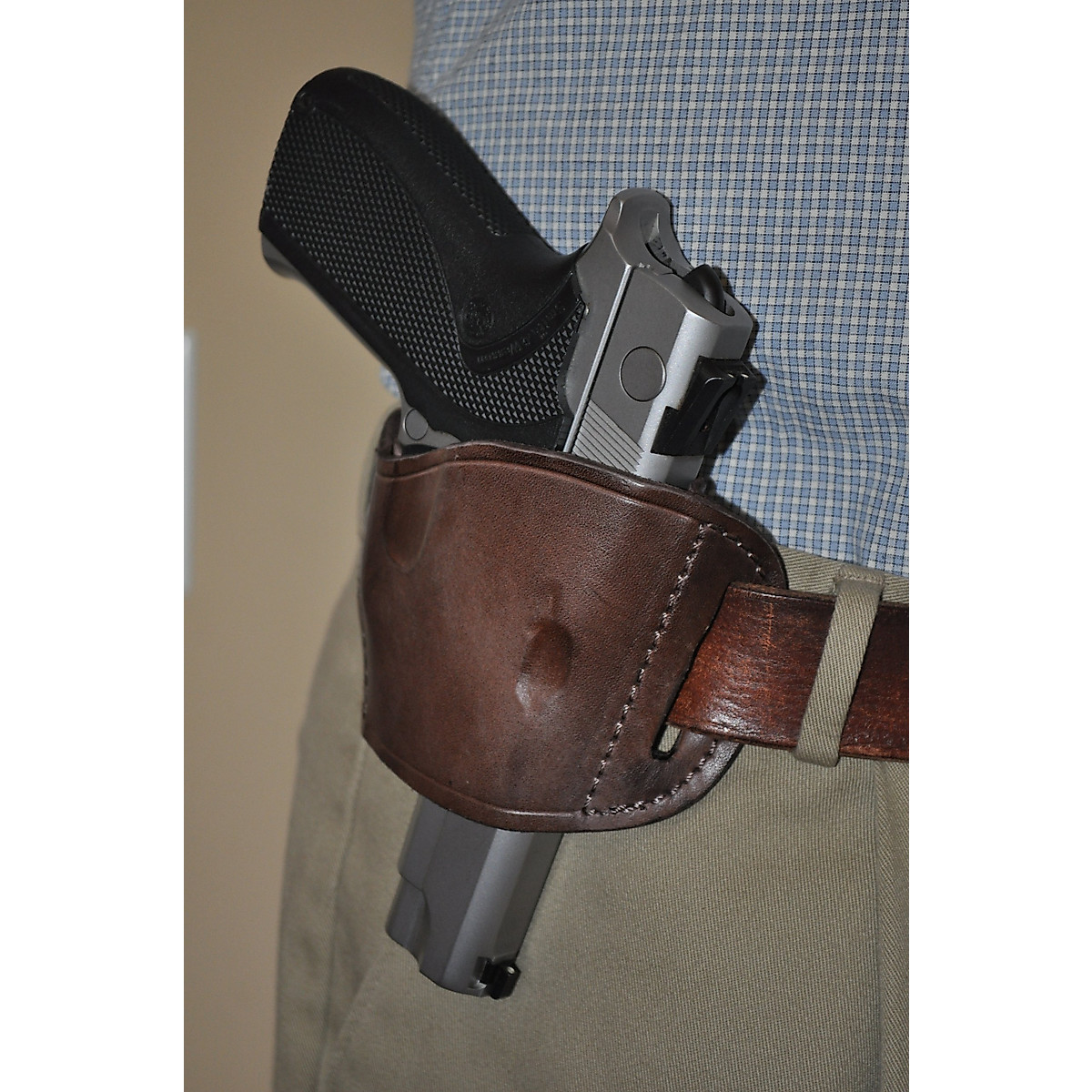 Brown Leather Belt Slide Gun Holster for Ruger P94, P95, SR9, 22/45