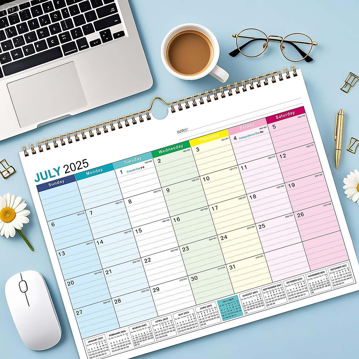 Kyweel Wall Calendar 2023-2024, January 2023-June 2024, 15" x 12", Highlight Holidays, Planning Calendar, Thick Paper