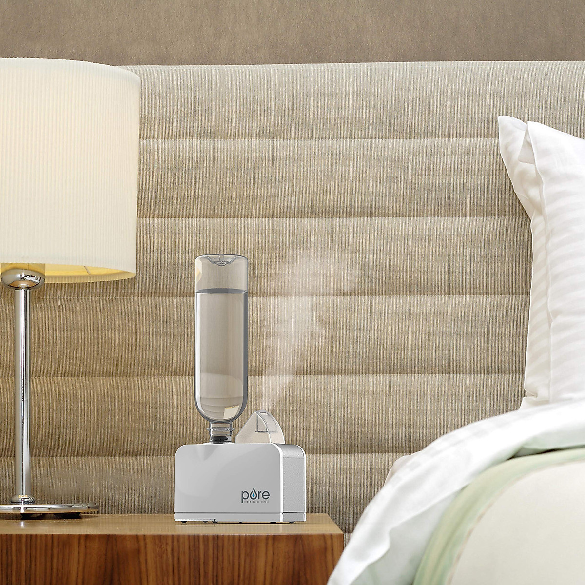 Pure Enrichment MistAire Travel - Ultrasonic Cool Mist Water Bottle Humidifier with Auto Shut-Off, Mood Light, Fold-Out Leg, and Storage Bag for Portable Use at Home, Office, Hotel, and More