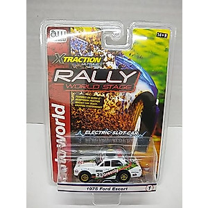 Auto World SC393-1A Rally World Stage 1975 Escort HO Scale Electric Slot Car - White with Graphics