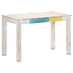 YPWRENH Rectangular Wooden End Table Dining Table White 47.2 "x23.6 x29.9 Solid Mango Wood for Dining Room, Kitchen or Living Room