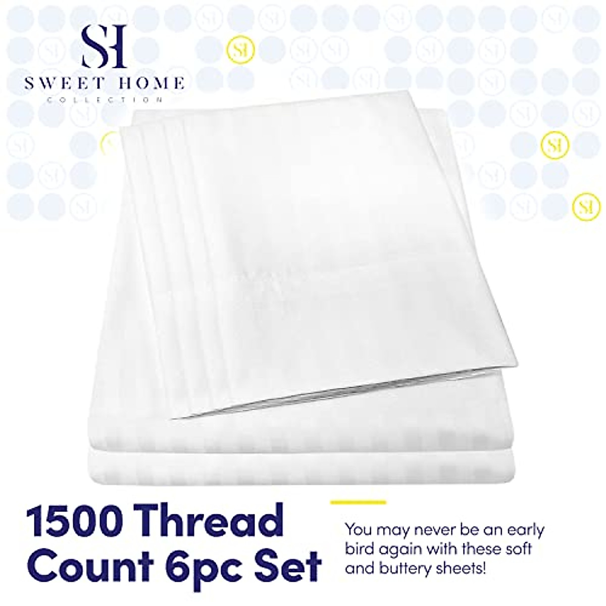 Dobby Stripe Queen Sheets - 6 Piece 1500 Supreme Collection Fine Brushed Microfiber Deep Pocket Queen Sheet Set Bedding - 2 Extra Pillow Cases, Great Value, Queen, Dobby White