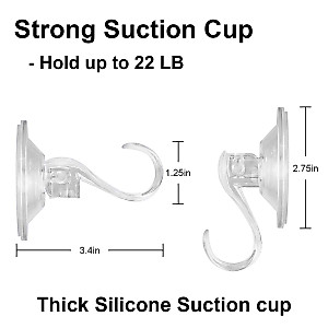 Suction Cup Hooks, 8PCS Heavy Duty Vacuum Strong Suction Cups with Hooks Large Clear Reusable Suction Cup Hook for Shower Bathroom Towel Window Glass Kitchen Utensils and Christmas Wreath Hanger