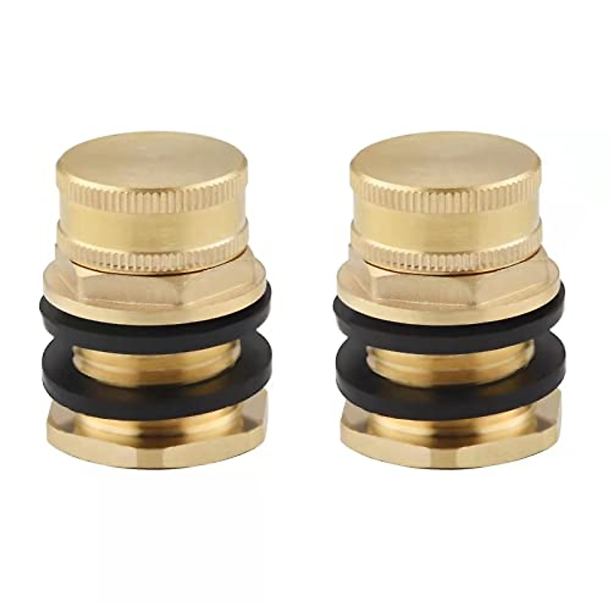 Wantmatch Brass Garden Hose Bulkhead Fitting with Plug,1/2" Female NPT 3/4" Male GHT Garden Hose Threaded,Brass Water Tank Connector 2 Pack