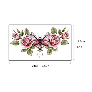 Glaryyears Chest Underboob Temporary Tattoo for Women, 10-Pack Large Floral Fake Realistic Tattoos, Long-lasting Creative Removable Tattoo Stickers, Sexy Rose Flower Tramp Stamp Sketch on Body