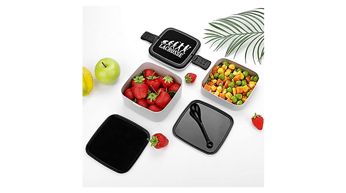 Lacrosse Evolution Graphic Lunch Box - Large Capacity Bento with Spoon