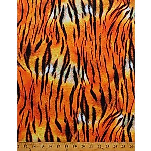 Micro Plush Tiger Stripes Animal Print Animal Kingdom 60" Wide Polyester Mink-Like Cuddle Feel Fabric by The Yard (SRKDY-20440-268NATURE)