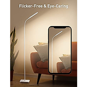 LED Floor Lamp, sympa Floor Lamp Features 4 Color Temperatures & 4 Brightness Levels, Standing Lamp with Adjustable Gooseneck, Touch Control, Stable Base Lamp for Living Room, Bedroom, Office
