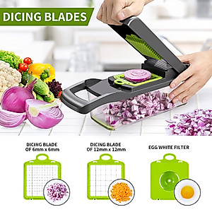 Vegetable Chopper,Senbowe Multifunctional 13-in-1 Food Choppers Onion Chopper Vegetable Slicer Cutter Dicer Veggie chopper with 8 Blades,Colander Basket,Container for Salad Potato Carrot Garlic