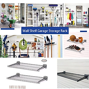lesolar 2 Pack Wall Mounted Storage Shelf 12 x 24 inch Garage Storage Wall Shelves Metal Carbon Steel (Wall Hanging Suitable for General Lath Wall)