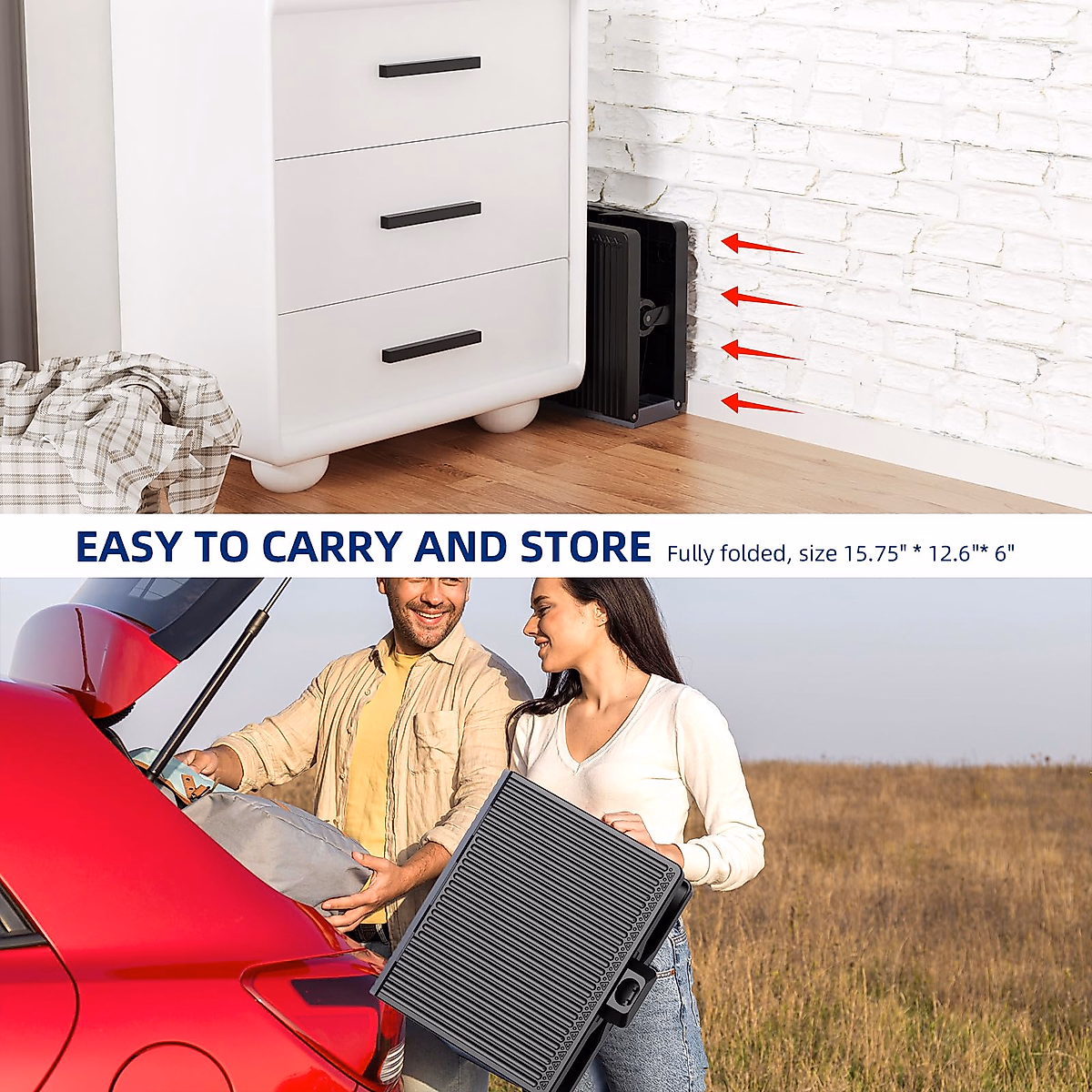 Platform Truck, Folding Trolley, 330 lb Capacity Heavy Duty Trolley with Folding Handbags, Telescoping Handlebar Platform Trolley for Luggage, Traveling, Moving, Shopping, Office (Black)