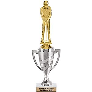 Crown Awards Golf Trophy, 11" Silver Cup Golf Putter Trophies Includes Free Engraving, 1 Pack