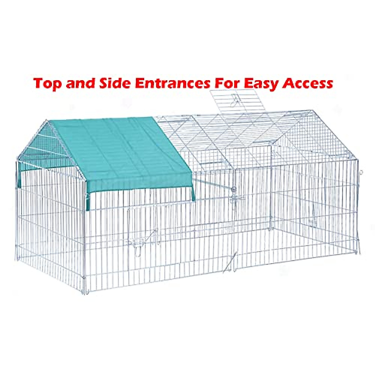 71" x 30" Galvanized Steel Foldable Outdoor Chicken Coop Run Metal Pet Hutch Enclosure Small Animal Playpen Waterproof Cover for Rabbits Chickens