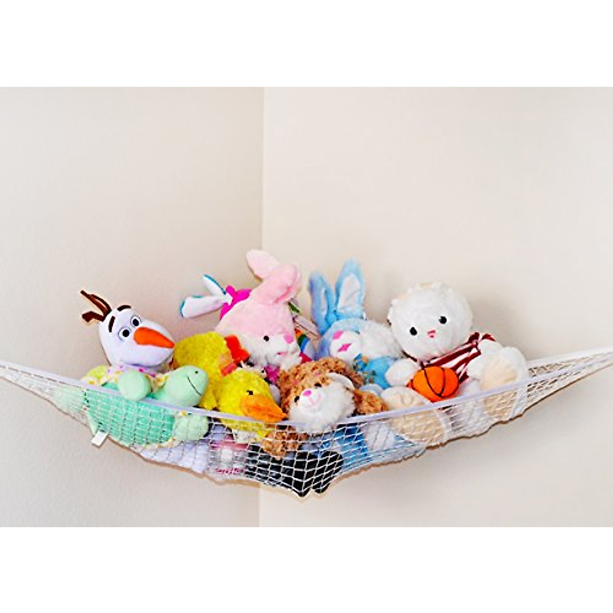 Enovoe Stuffed Animal Toy Hammock - Hanging Storage Net - Toy Organizer for Clean, Organized and Orderly Room - Comes with an E-Book - Durable and Easy to Install - Nylon and Polyester (White)