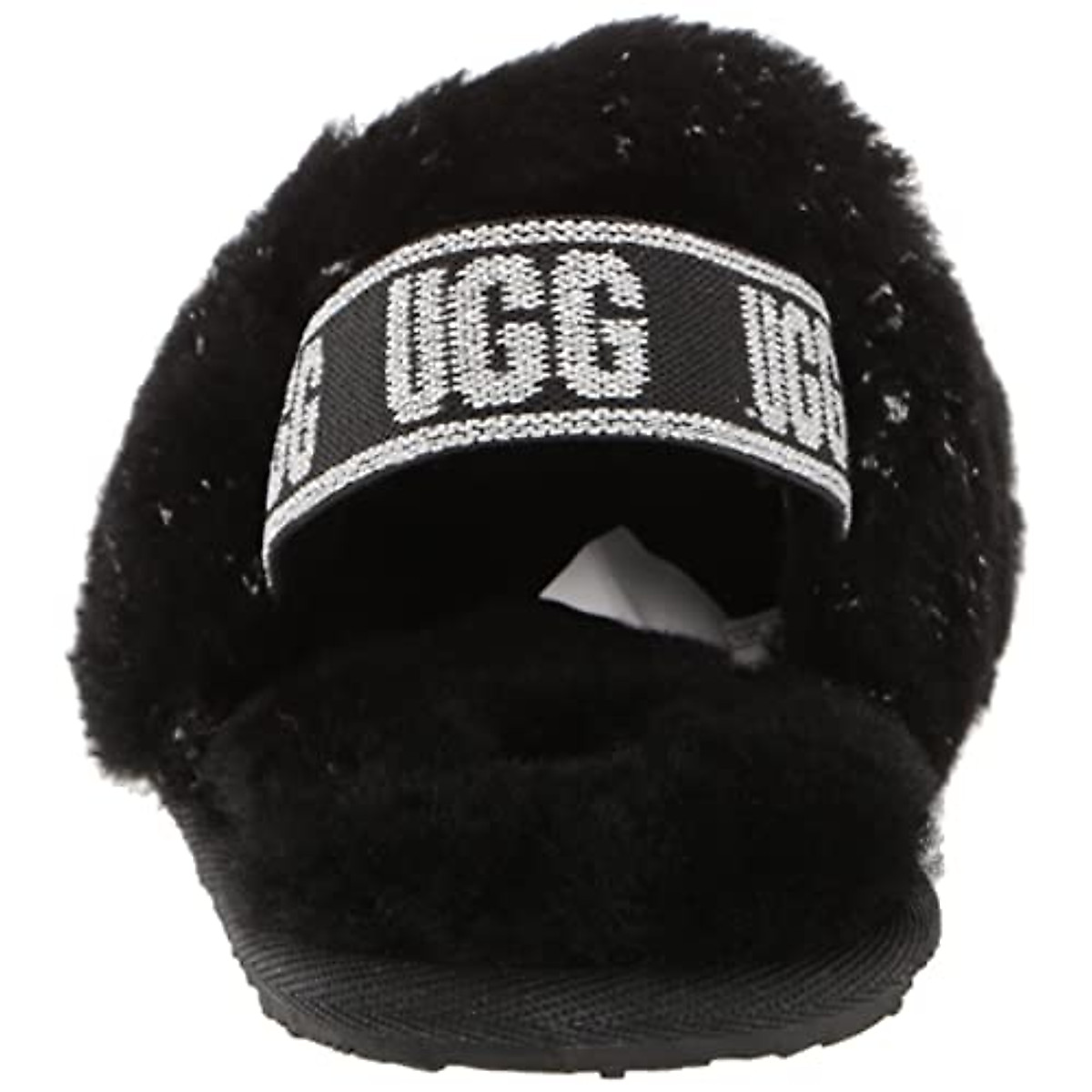 UGG Girls T Fluff Yeah Metallic Sparkle Slipper, Black, 10 Toddler