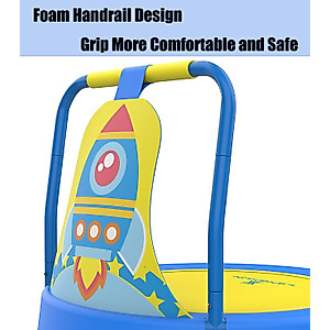 LANGXUN Rocket-Themed Mini Trampoline for Kids 6 Months to 4 Years - Indoor Trampoline Toys for Baby Boys' Birthdays