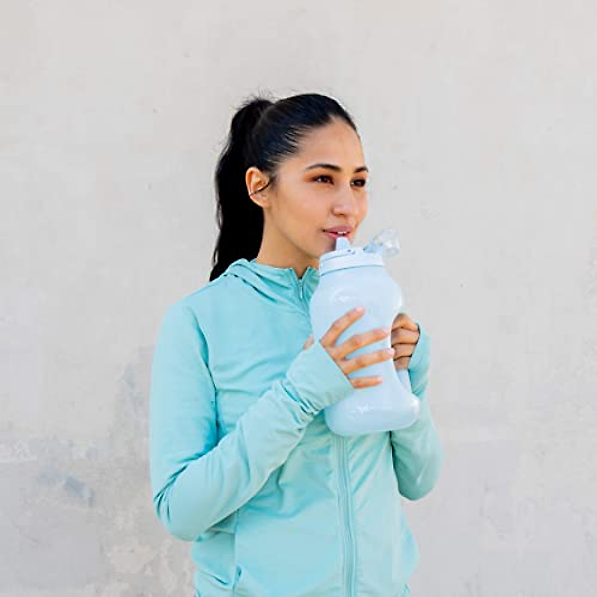 Ello Hydra 64oz Half Gallon Water Jug with Handle and Motivational Time Markers for All Day Hydration, Plastic Reusable Water Bottle with Straw and Locking, Leak Proof Lid, BPA Free, Halogen Blue