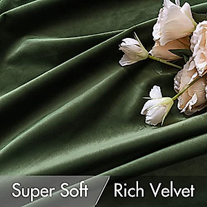 MIULEE Velvet Curtains 84 inches 2 Panels - Luxury Blackout Curtains for Bedroom Living Room Thermal Insulated Super Soft Window Drapes Rod Pocket & Back Tab, Olive Green, W52 x L84 inches