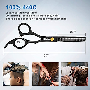 Sirabe 10 PCS Hair Cutting Scissors Set, Professional Haircut Scissors Kit with Cutting Scissors, Thinning Scissors, Comb, Cape, Clips, Black Hairdressing Shears Set for Barber, Salon, Home