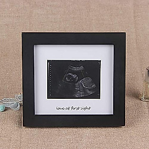RUIAN Baby Sonogram Photo Frame, The First Ultrasound Picture Frame Love at First Sight Sonogram Frame, An Idea Gift for Expecting Parents in Baby Shower Gender Reveal Party Baby Nursery Decor (Black)
