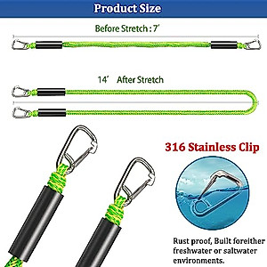 Botepon Boat Bungee Anchor Lines for Beach Anchor, Boat Beach Anchor Rope for Beach Boat, PWC, Jet Ski Or Seadoo, PWC Accessories, 7ft Stretch to 14ft