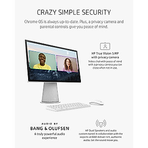 HP Chromebase 21.5" All-in-One Desktop, Intel Pentium Gold 6405U Processor, 4 GB RAM, 128 GB SSD, Rotating Full HD IPS Touchscreen, Chrome OS, Bluetooth Keyboard and Mouse Combo (22-aa0022) (Renewed)