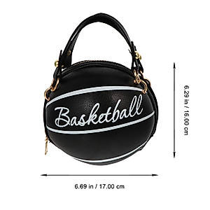 VALICLUD Shoulder Purse Round Basketball Shaped Bag PU Leather Round Handbag Shoulder BagsFashion Cow Crossbody Bag Fashion Winter Messenger Tote Bag for Women Girls (Black) Novelty Shaped Purse