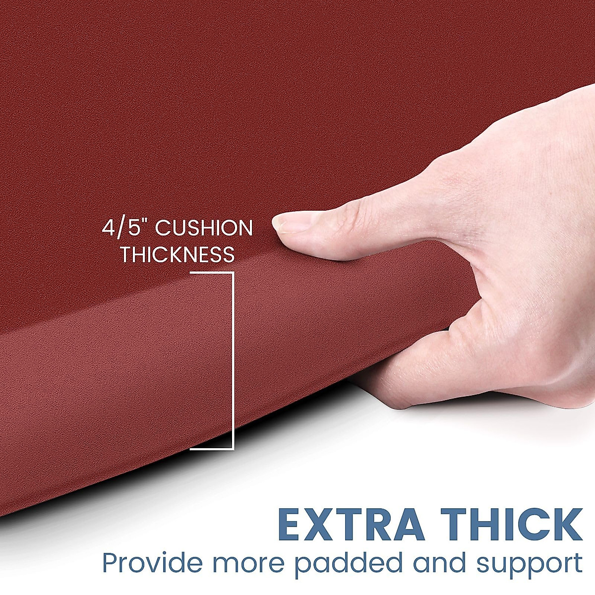 4/5 Inch Thick Kitchen Rugs, Cushioned Kitchen Mats, Anti Fatigue Mat for Floor, Non-Skid Washable Rug Set, Waterproof Standing Desk Mat, Heavy Duty Comfort Foam Mats for Home, Office, 17.3"*39", Red