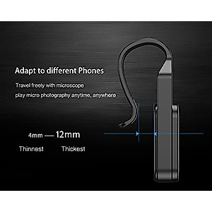 200X Phone Mini Pocket Microscope, with LED Light/Universal Clip, Portable Digital Microscope Camera Lens Attachments for Smartphone, Open up The microworld for Kids Adults (Black with CPL)