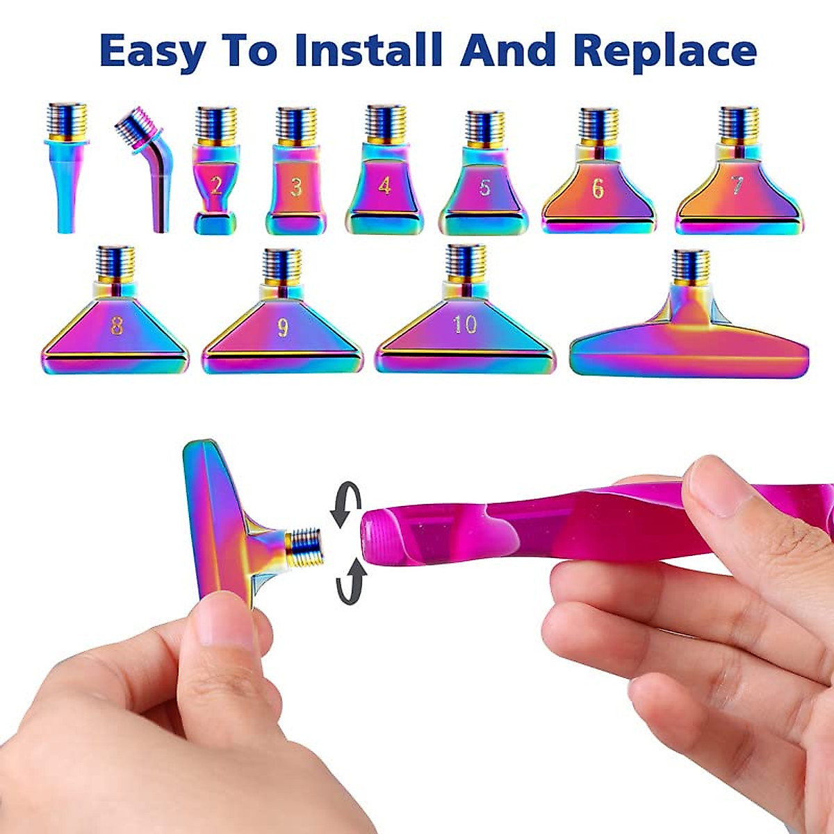 Diamond Painting Pen Accessories Tools Set,1PCS Diamond Art Pen and 12Pcs Colorful Metal Screw Thread Multi Placer Tips,Diamond Painting Drill Pens for DIY Diamond Art