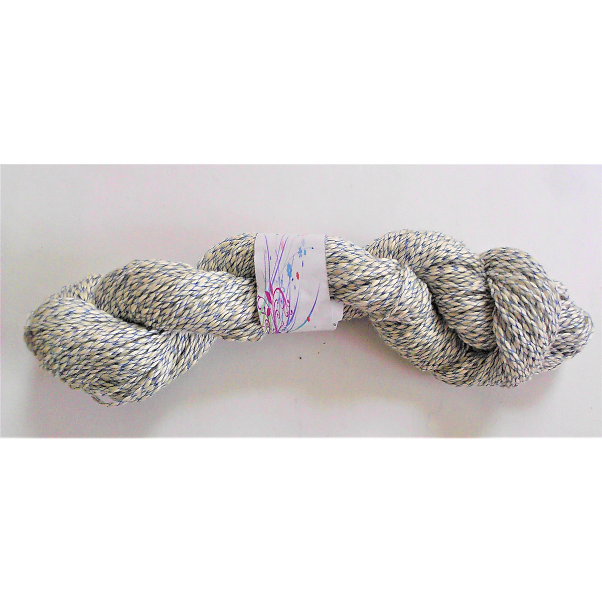 Cream White Softball Cotton with Blue Net Wrap Fancy Ply Knitting Crochet Yarn