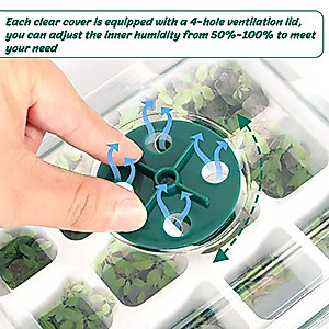 ZYP 【2023 Upgraded】 3 PCS Reusable Seed Starter Trays Kit,Soft Silicone Garden Seedling Starter Trays with Humidity Dome,Indoor Grow Kit for Plant,Flowers,Vegetables (12 Cells per Tray)