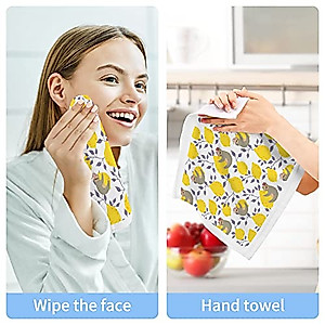 ALAZA Cute Sloths Yellow Lemons Towels Cotton Washcloths Set, Soft Absorbent Quick Dry Face Cloths, Multi-Purpose Fingertip Towels for Bathroom,Hotel,Travel,12'' x 12'' (2 Pack)