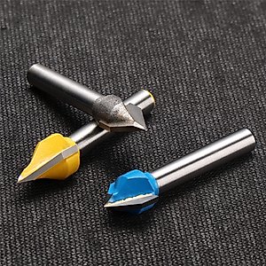 Genmitsu 1/4'' V Grooving Router Bit Set, 60 Degree & 90 Degree CNC Router Bits, 3D V Shape Milling Wood Cutter Knife CNC Engraving Router Bit, VG03A