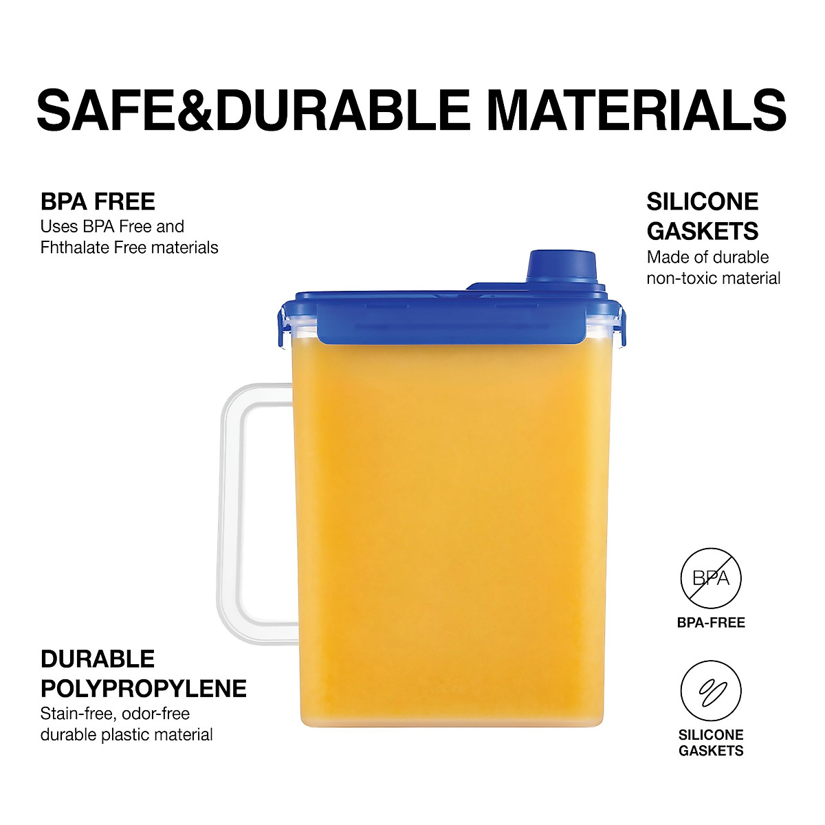 LocknLock Aqua Fridge Door Water Jug with Handle BPA Free Plastic Pitcher with Screw Top Lid Perfect for Making Teas and Juices, 1 Gallon, Blue