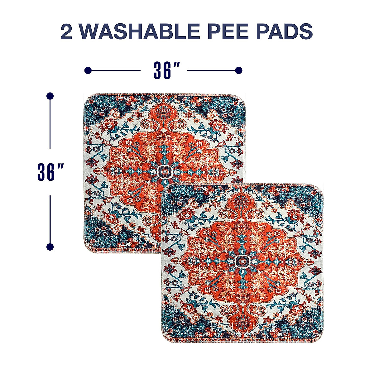 PUPIBOO Washable Pee Pads for Dogs - Super Absorbent Reusable Puppy Training Pads - 100% Waterproof, Leak-Proof & Non-Slip Whelping Pads for Pet Housebreaking