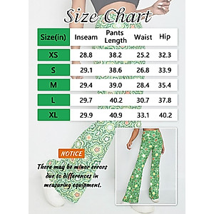 70s Flare Pants for Women - EDC Rave Festival Outfit High Waist Bell Bottom Boho Cute Groovy Disco Trousers(Green, M, 1050e)