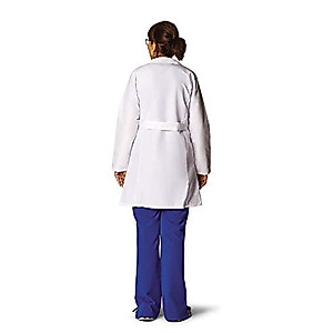 Medline Women's Staff Length Lab Coat, Poly/Cotton Blend, Button Up, with Pockets, for Clinics, Doctors, Lab Techs, Professional, White, Size 6