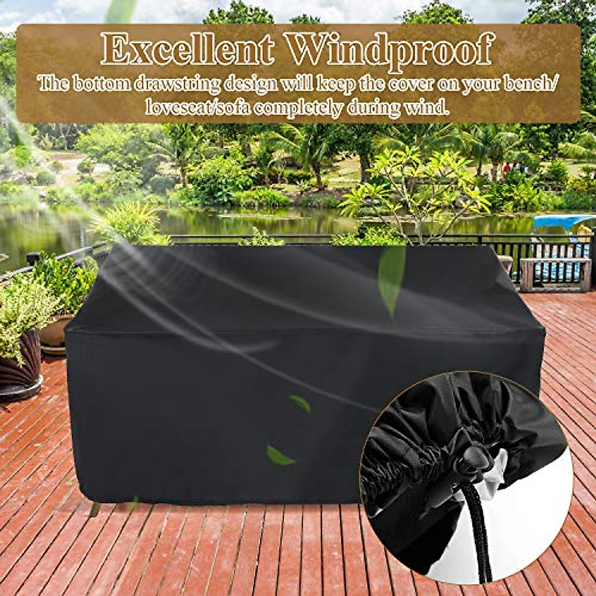 Iptienda Patio Furniture Covers, Outdoor Furniture Cover Waterproof 3-Seater Sofa Cover Fit Patio Furniture 64" Wx26 Dx35 H