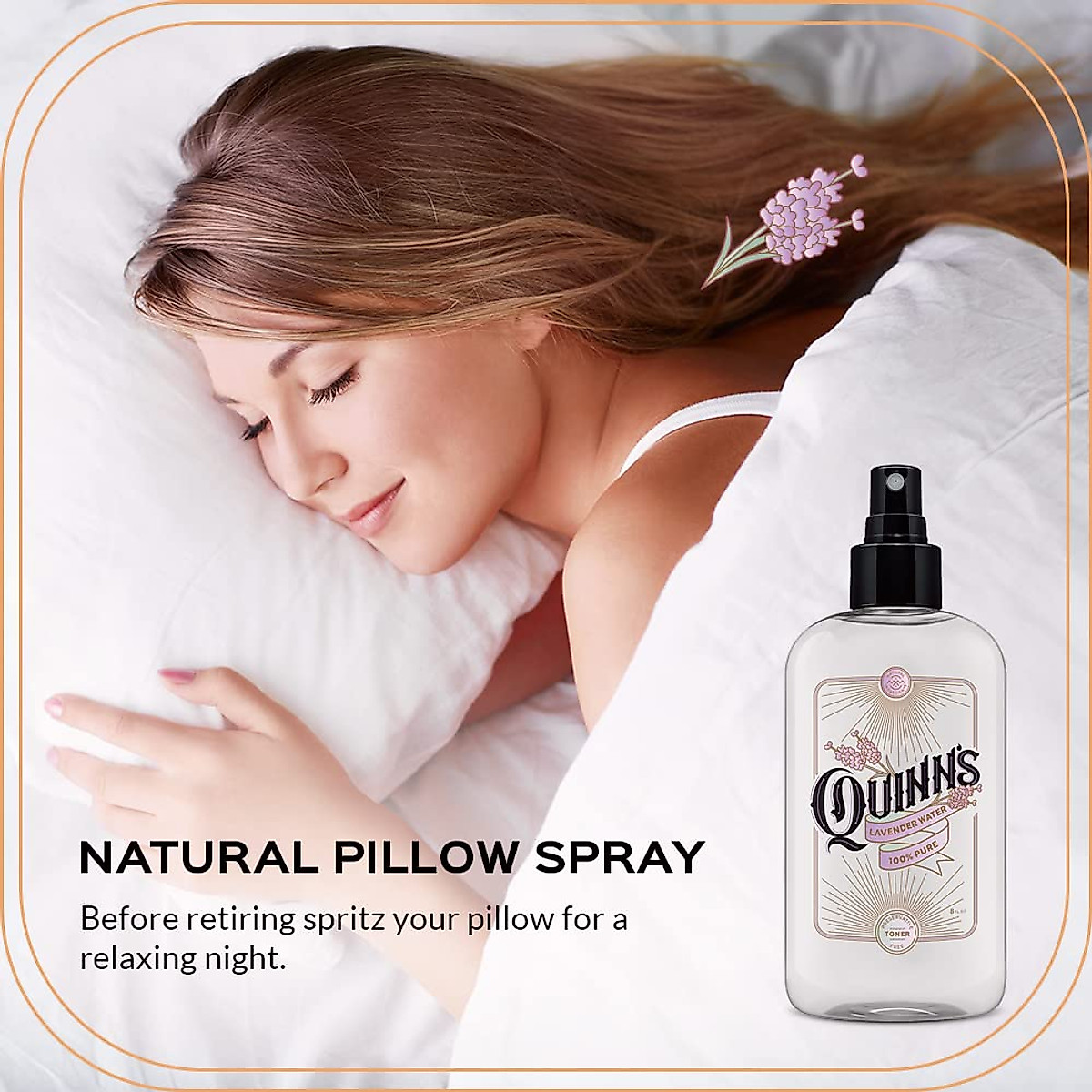 Quinn’s Lavender Water- Natural Pillow Spray - Relaxing Aromatherapy - Facial Body Mist 8 Ounce