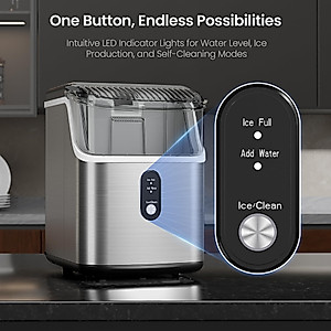 Kismile Nugget Ice Makers Countertop,Pebble Ice Maker Machine with Chewable Ice, 35lbs/Day,One-Click Operation,Self-Cleaning Countertop Ice Machine,Pellet Ice Maker Countertop for Home/Kitchen/Office