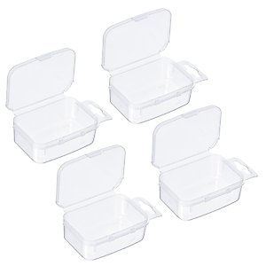 PATIKIL Fishing Tackle Accessory Box, 4 Pack Plastic Fish Lure Bait Hooks Storage Organizer Container, Clear