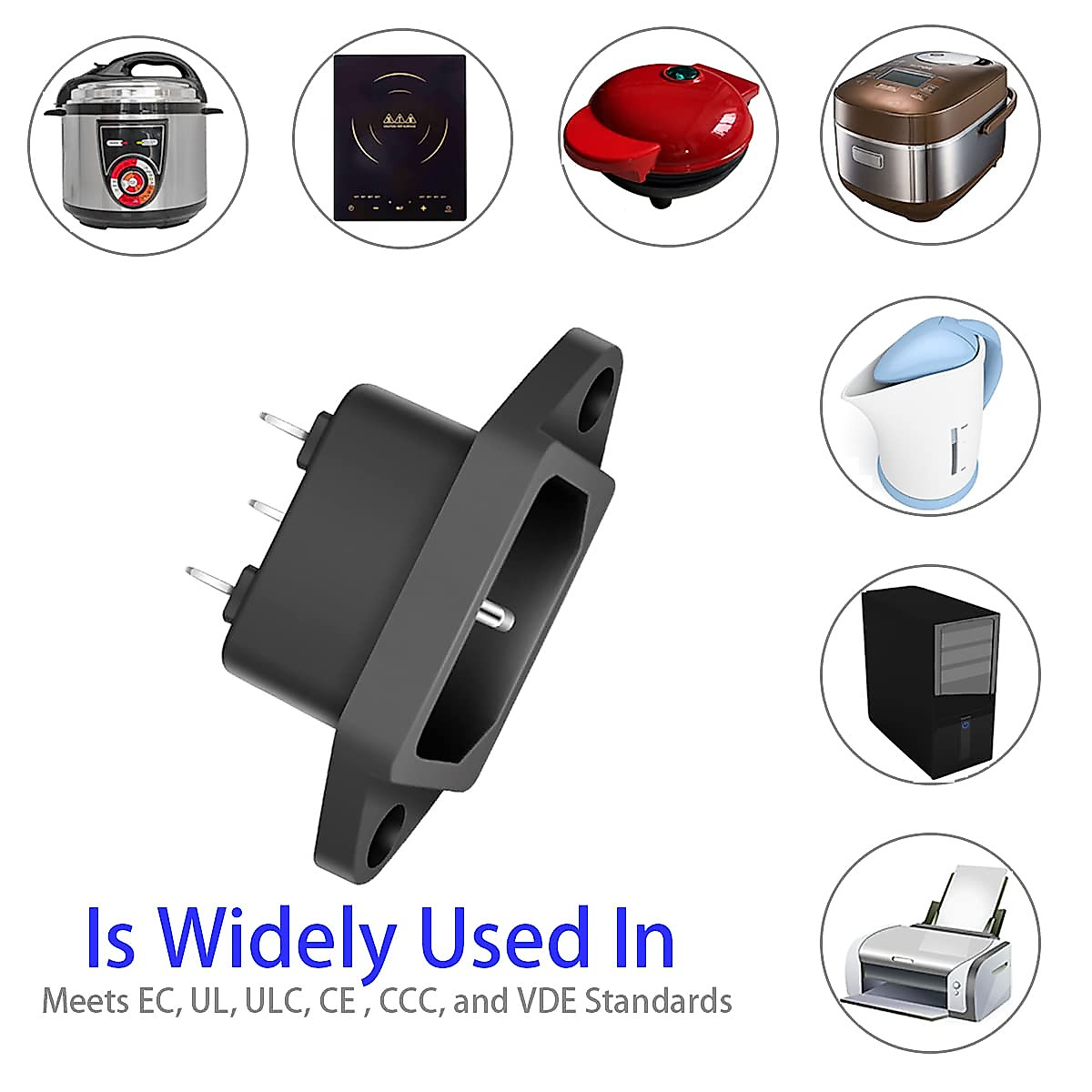 JUNAHAA 4 Pcs AC 250V 10A IEC 320 C14 Panel Mount Plug Adapter Power Connector Socket Black Screw Mount 3 Pins Inlet Power Plug Socket by MXR