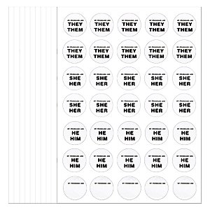 Pronouns Stickers Decal 10 Sheet Gender Identity Pronoun Stickers They Them She Her He Him Round Vinyl Stickers for Conference Badges, Name Tags, Party and Work Supplies