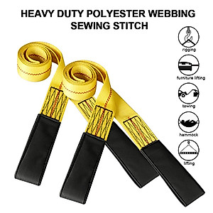 big-autoparts 2pcs 2 inch by 6 feet Lifting Strap 3000 lbs Load Capacity and 9000 lbs Breaking Strength Eye-Eye Web Sling